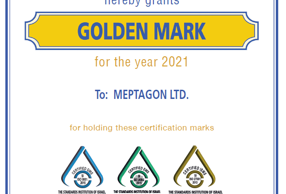 The “Golden Mark” on behalf of the Standards Institution of Israel ...